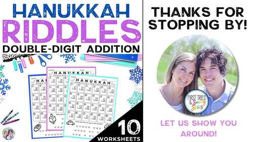 Hanukkah Double-Digit Addition Math Riddles Worksheets | Chanukah Jokes ...