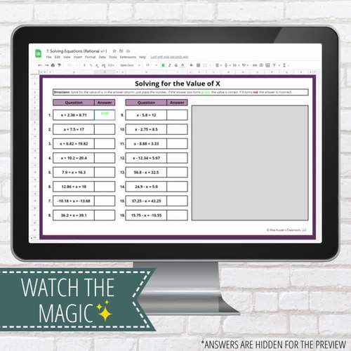 One-Step Equations with Decimals Self-Checking Activity | TpT