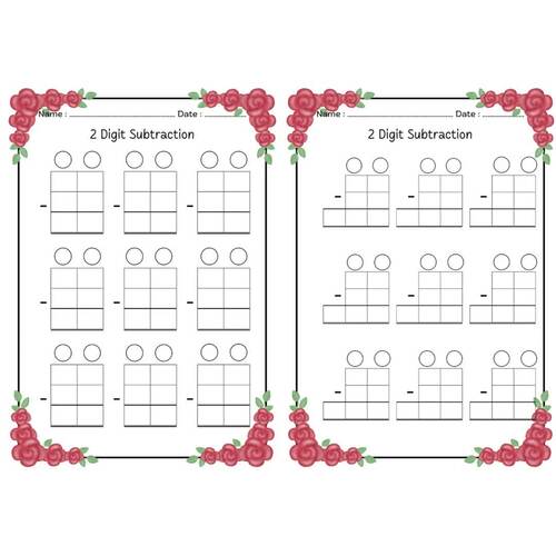 Regrouping Template for 2 and 3 digit Addition or Subtraction Theme Red ...