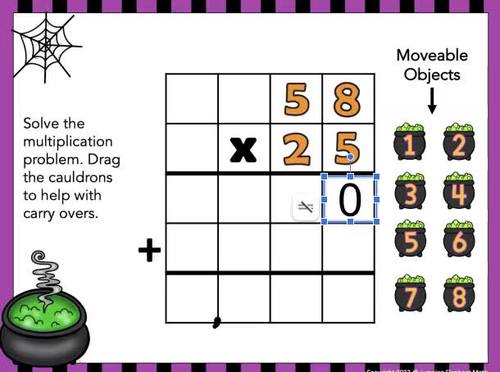 Halloween 2 Digit by 2 Digit Multiplication Google Slides and Worksheets