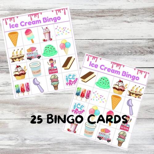 Printable Fun Indoor Ice Cream Bingo Game Classroom Centers Activity Party