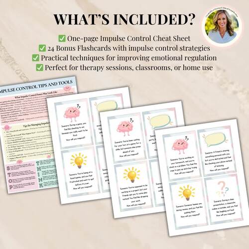 Impulse Control Cheat Sheet & Coping Skills , ADHD-Executive Functioning