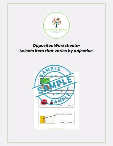 Opposites Worksheets-Select by adjective-30 questions across 10 ...