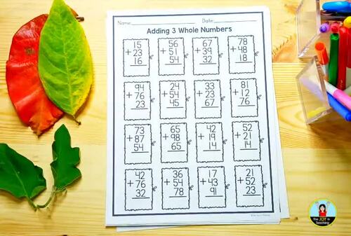 Fall Addition and Subtraction Worksheet by The Joy in Teaching | TPT