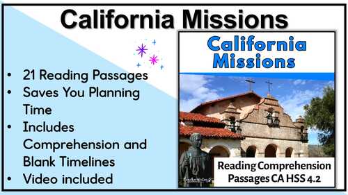 California Missions History Reading Comprehension Nonfiction Texts ...
