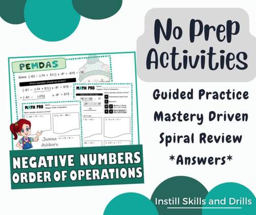 Order of Operations with Integers Guided Notes and Practice Worksheets