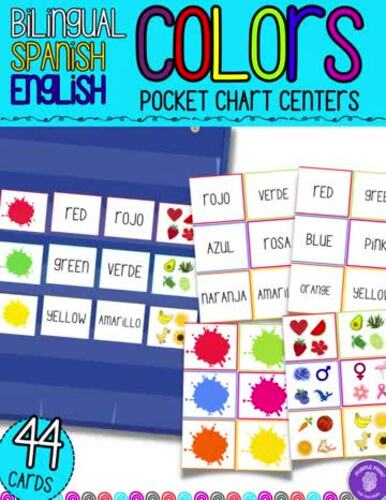 Bilingual Spanish/English Color Words Recognition Pocket Chart Sorting ...