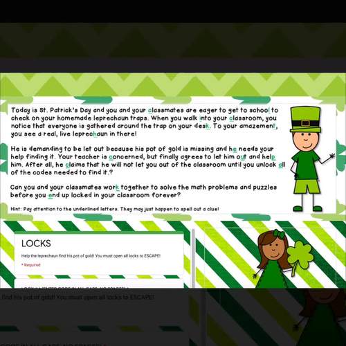 St. Patrick's Day Math Digital Escape Room by Kristin Kennedy | TpT