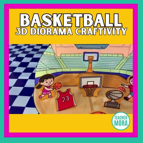 3D Basketball Diorama + Worksheets | Sports Craft | Athlete | Stadium