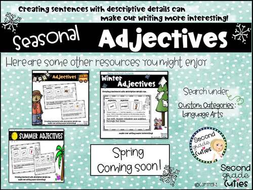 Winter Adjectives by Second Grade Cuties | TPT