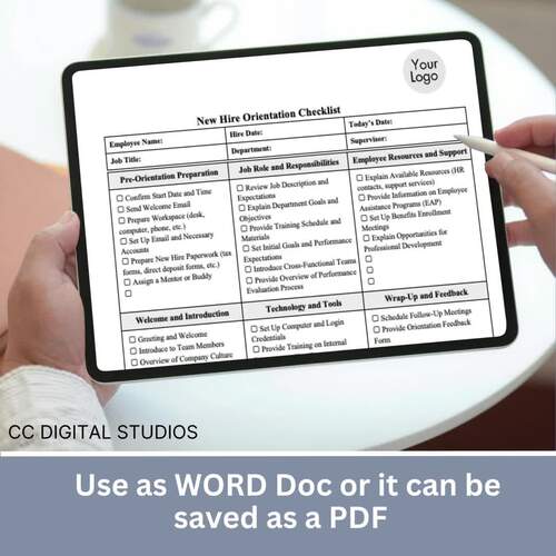 New Hire Checklist, Employee Onboarding Checklist, HR Templates, WORD Doc