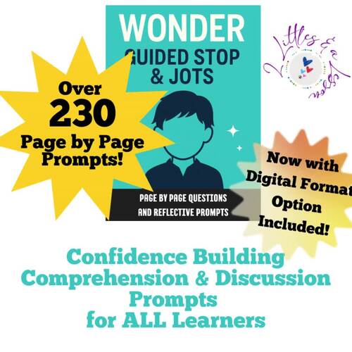 Reading Comprehension Stop & Jots for Novel Studies | Wonder | Print ...