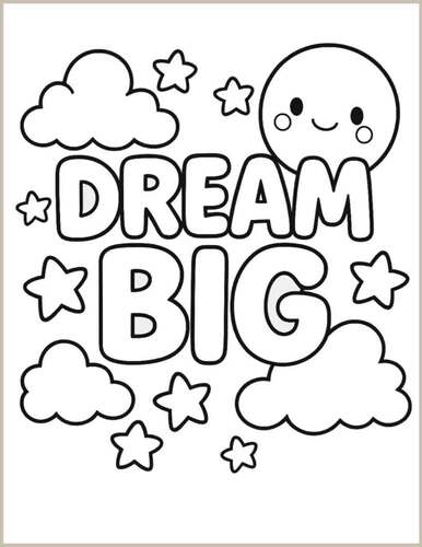 Dream Big Coloring Page | Worksheet | Poster | Printable PDF | Growth ...