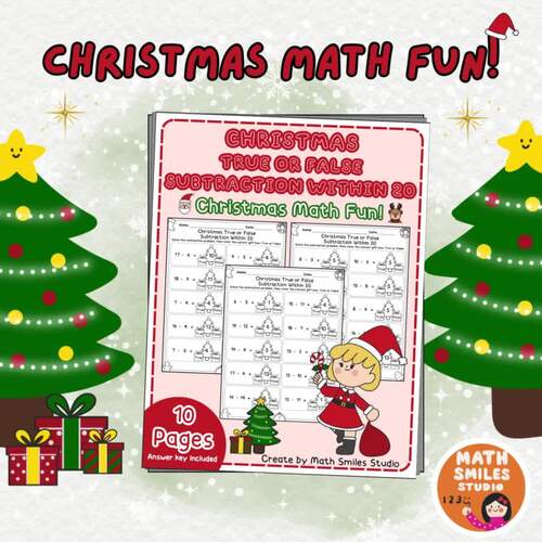 Christmas True or False Subtraction within 20 | Holiday Math Fun | 1st ...