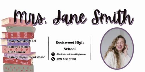 Customizable Book Stack English Teacher Email Signature Template