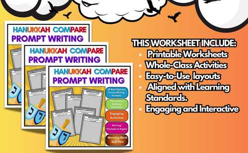Hanukkah Compare Writing Prompt Activities Morning Work 4th,5th,6th,7th ...