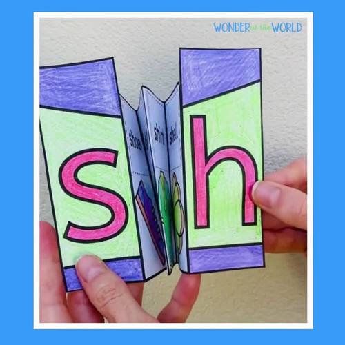 Consonant digraphs foldable activity - ch, th, wh and sh beginning sounds