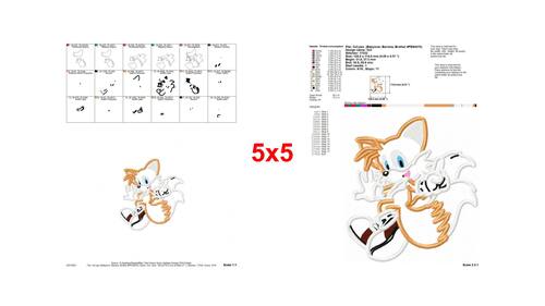 Miles Tails Prower Sonic Applique Design 01 - Instant Download by Aneta H