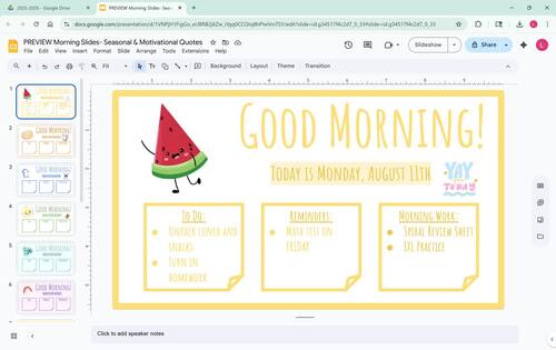 Editable Morning Slides | Seasonal & Motivational | 12 Templates ...