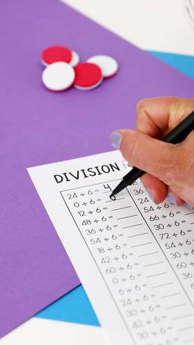 Division Fact Fluency - Single Digit Times Table Practice - 1-12x Tables