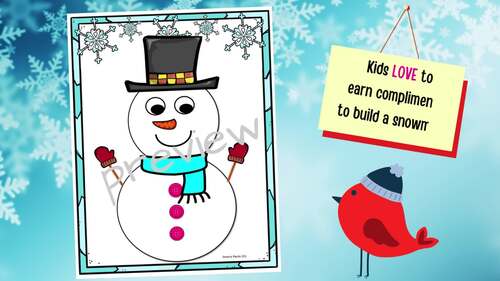 Positive Classroom Management Behavior Chart - Build a Snowman - Winter