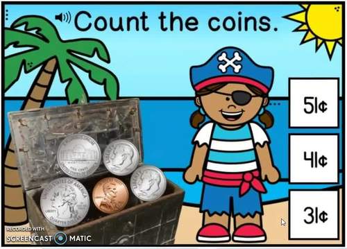 Boom Cards™ Count the Coins with Pirates by Leigh's Library | TPT