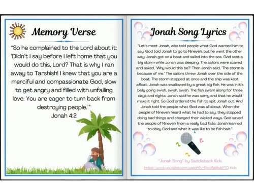 Jonah Bible Study: Activity Workbook, Flipbook, and Sunday School Project