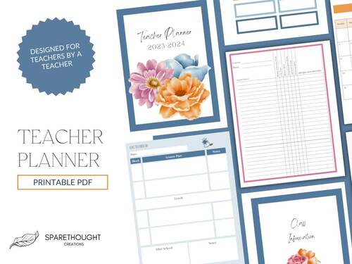 Teacher Planner 2023-2024 | Printable PDF | 4-Block Daily Planner | 8.5 ...