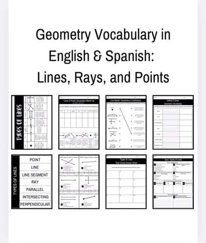 Lines, Rays, and Points | 4th Grade Geometry Worksheets (English & Spanish)