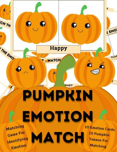 Pumpkin Faces Emotion Match Game by Beehavior Beehive | TPT