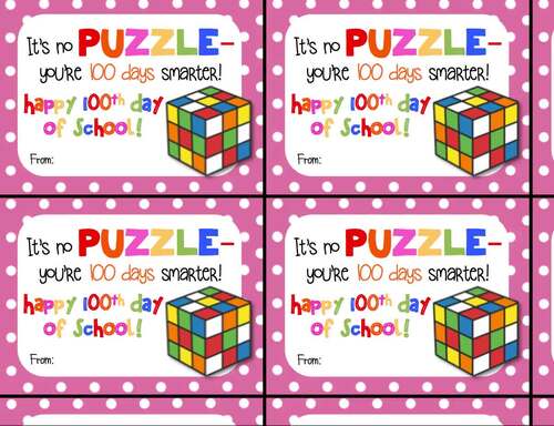 Rubik's Cube (Speed Cube) 100th Day of School Gift Tags | It's no ...