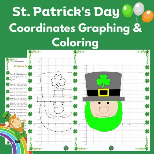 St. Patrick's Day Math Coordinates Graphing & Coloring Leprechaun - Spring