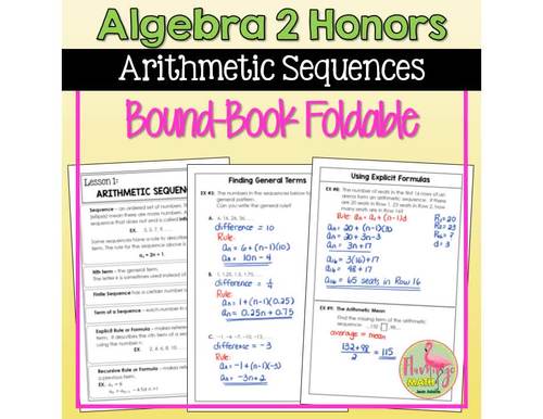 Arithmetic Sequences Foldable (Unit 9) by Flamingo Math by Jean Adams