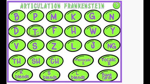 Articulation GAME - Build a Frankenstein - Halloween/ Fall/ Autumn