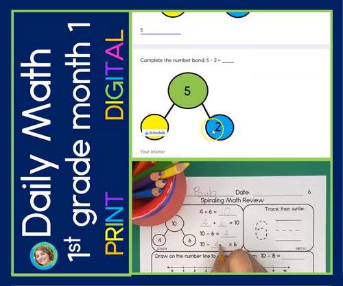 1st Grade Daily Math Spiral Review | Morning Work | Print and Digital ...