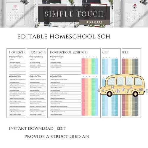 Editable Homeschool Checklist Schedule by Simple Touch Paperie | TPT