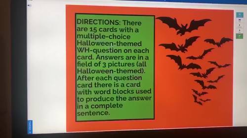 SPEECH THERAPY BOOM CARDS: Multiple Choice WH- Questions, Halloween