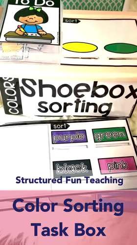 Preschool Color Activities | Sorting Task Box by Structured Fun Teaching