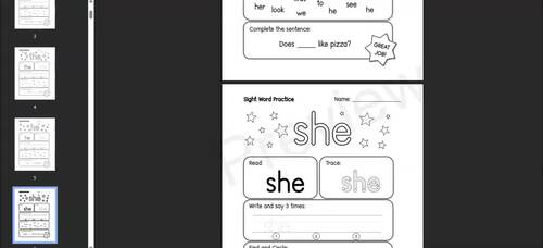 First 100 Most Common Sight Words Activity Worksheets by EmmyTeacher
