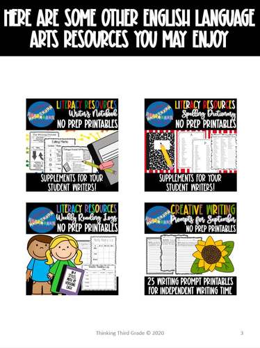 Creative Writing Prompts November | Printables AND Digital BUNDLE ...