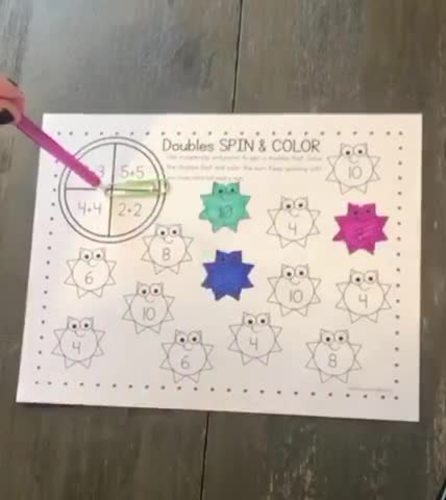 Doubles Facts Spin and Color by MISS BRUCE KINDERLAND | TPT