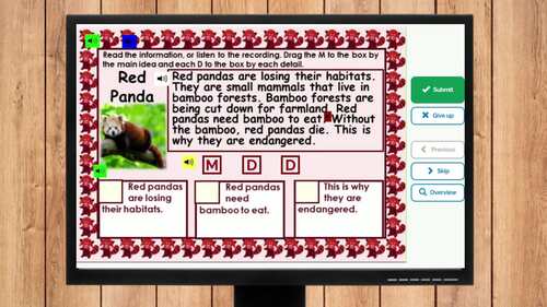 Endangered Animals Main Ideas and Details (Audio Support) Boom Cards