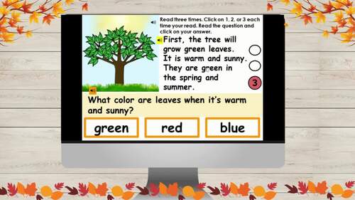 Level D Reading Fall Sequencing (Boom Cards with Audio) | TPT