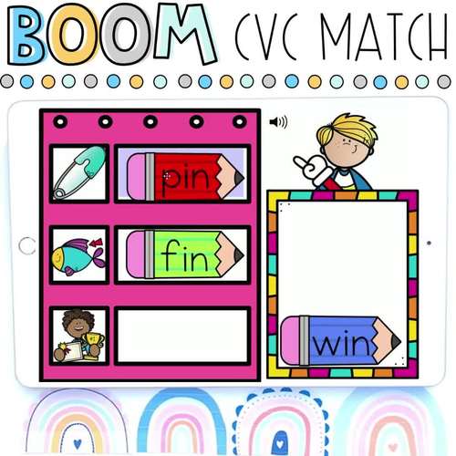 Boom Cards CVC Match Up Digital Learning #distancelearning | TPT