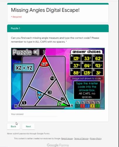 Missing Angles in Triangles Digital Math Escape Room Activity | TPT