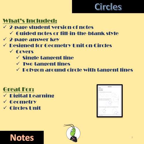 Tangents in Circles Geometry Guided Notes Circles Unit | TPT
