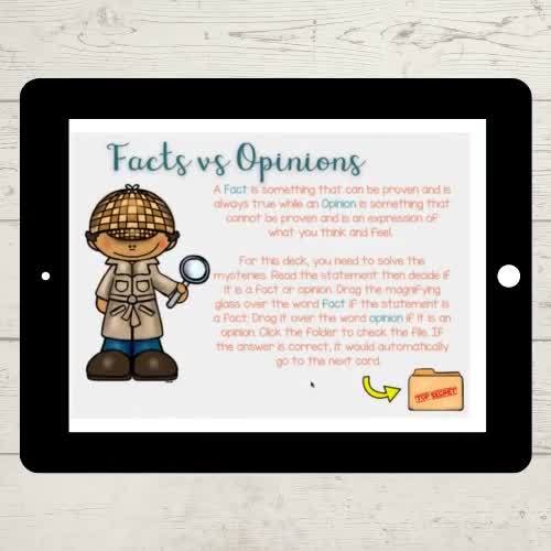 Fact vs Opinion Detective Speech Therapy No Prep Boom Cards™ | TPT