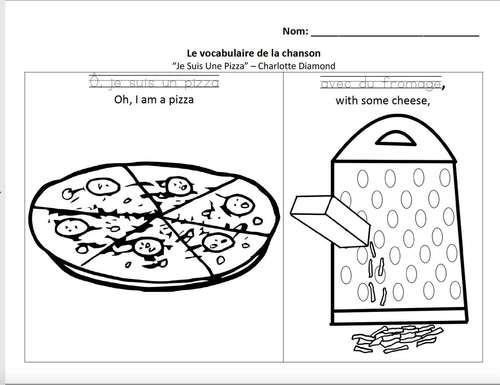 Grade 2 (SK Level 4) "Je suis une pizza" Colouring Booklet | TpT