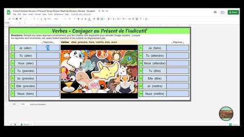 Winter French Verb Present Tense Review 2 Sticker Mystery Reveal