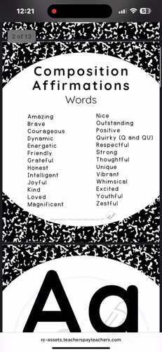 Cool Composition Affirmation Alphabet Posters A-Z | Growth Mindset Decor